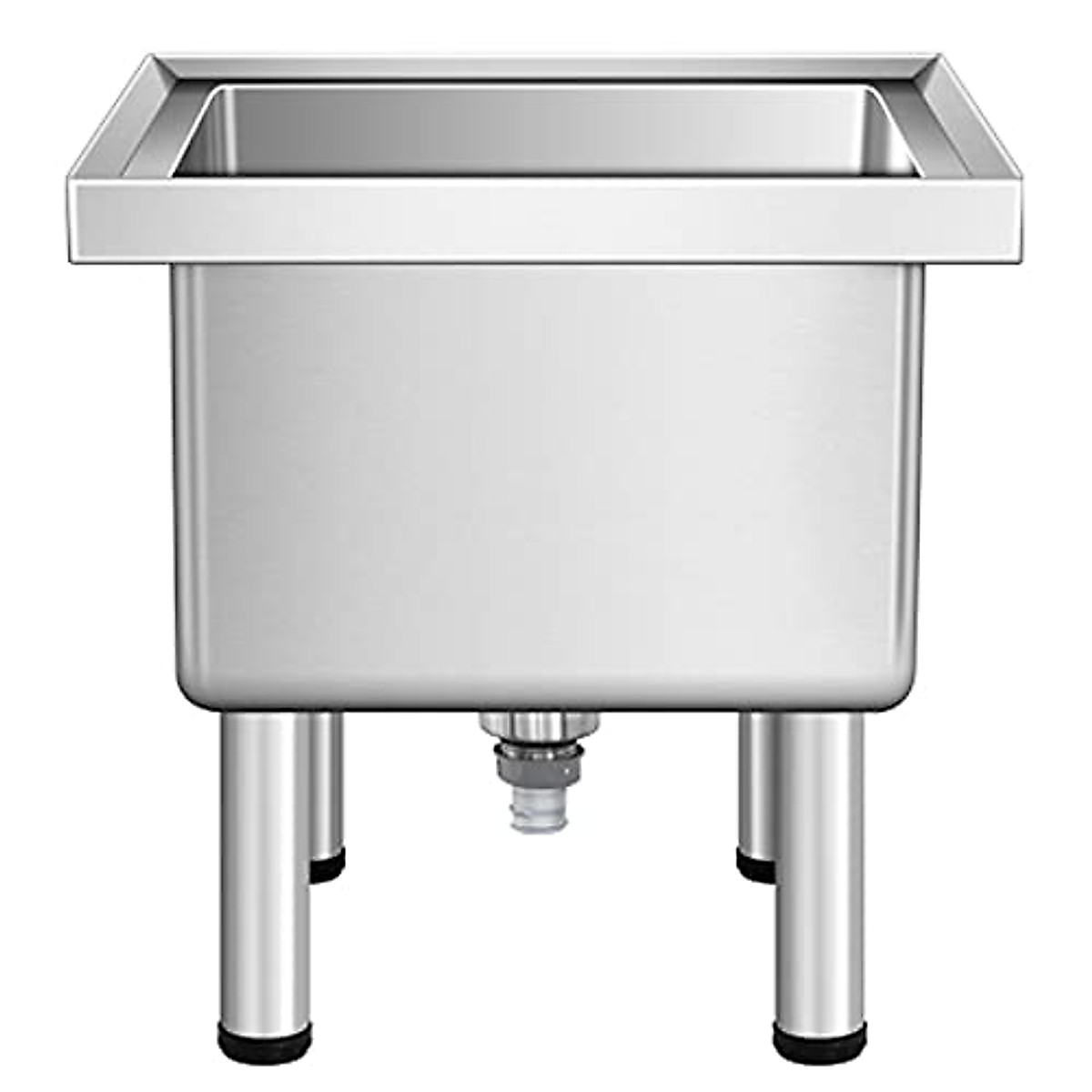 Stainless Steel Mop Sink Floor Mount Mop Service Basin, Commercial Heavy Duty Shop Sink Balcony Utility Sink Wash Station Laundry Tub