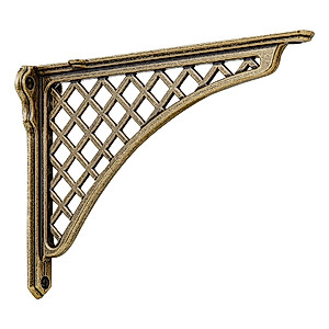 2 Pack Heavy Duty Cast Iron Victorian Shelf Bracket, 7.8 Inches Antique Brass Baroque L-Shaped Shelf Brackets, DIY Projects, Hardware Included