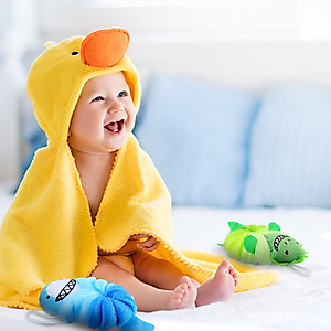 4 Pieces Animal Bath Loofahs Kids Body Loofahs Cartoon Shower Loofahs Cute Bath Sponges Pouf Body Scrubbers Mesh Loofah Sponges for Children Shower Baby Washing Exfoliating, 4 Styles (Vivid Style)