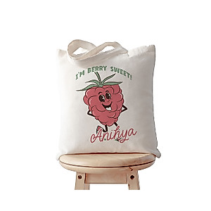 Berry Sweet tote bag for Valentines Day, Custom Canvas Heart Bag, Valentine Treat Tote, Personalized Gifts for Valentines Day, Gift Bag