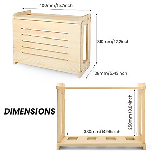 BEARUT Wooden Router Shelf Wall Mount WiFi Router Storage Box Modem Cable Router Cover Organized Power Strip Cable Management Hider Rack Need Assembly 14.9 * 9.8 * 5.4 in (L* H * W)