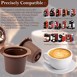 Reusable espresso Capsules Refillable Coffee Pods - Coffee Capsule Filter Compatible With Nespresso Coffee Machines - Replacement for Nespresso Food Grade Coffee Filter Capsule - 6 Pack