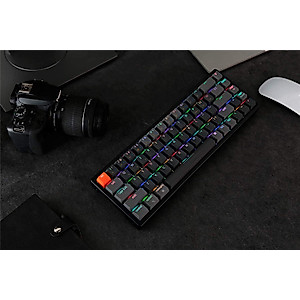 Keychron K6 Hot Swappable Wireless Bluetooth 5.1/Wired Mechanical Gaming Keyboard, 65% Compact 68-Key RGB LED Backlit N-Key Rollover, Aluminum Frame for Mac Windows Gateron G Pro Red Switch