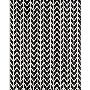 Well Woven Chevron Black 5' x 7' Area Rug Carpet
