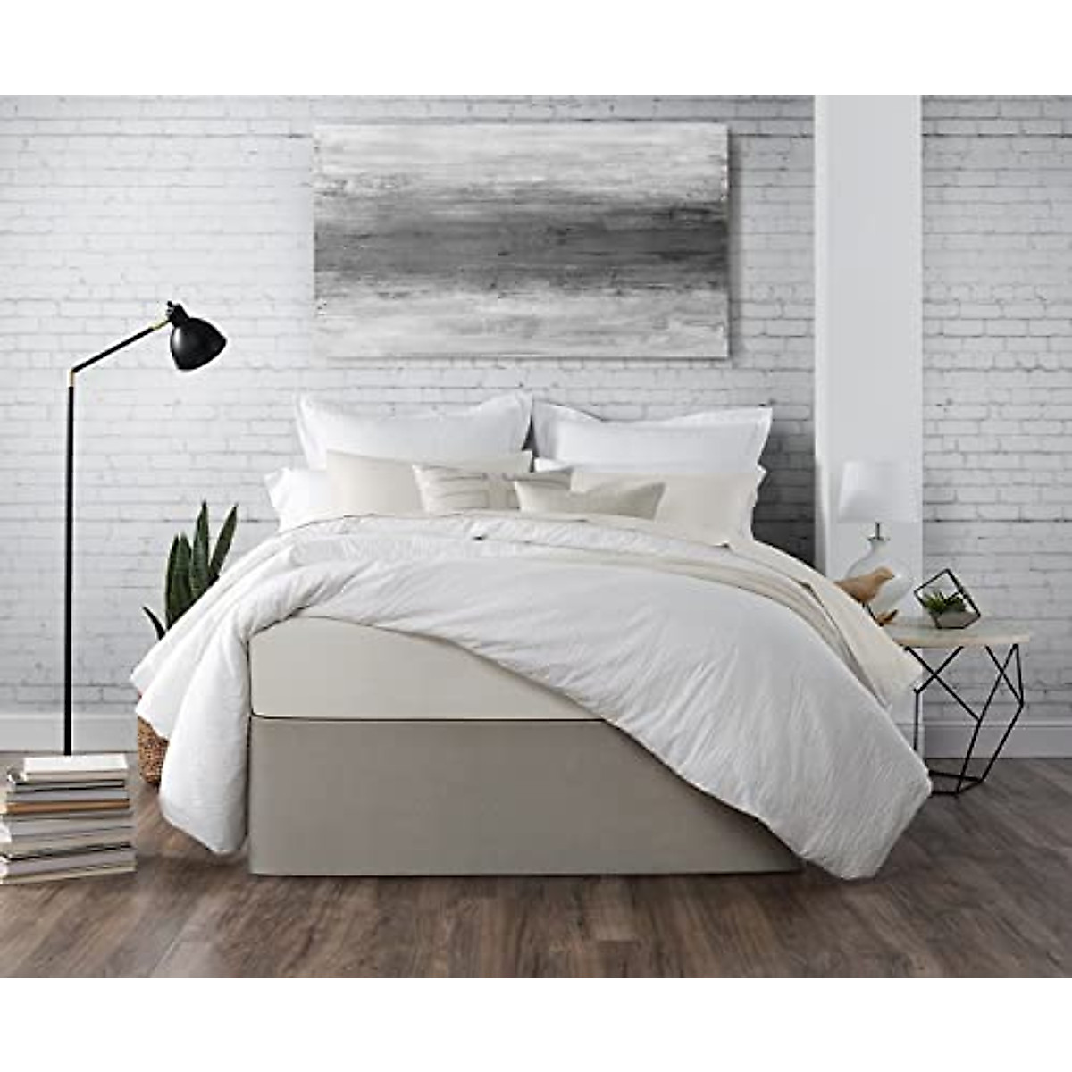 Standard Textile Circa Bed Wrap, Modern Bed Skirt Alternative with Bamboo Core, Haze, Queen