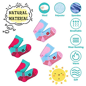 KUYOU Kids Ski Socks, 2 Pair Warm Long Knee High Snow Winter Skiing Snowboarding Skating Socks for Youth Boy Girl