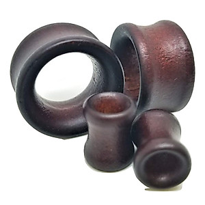 Organic Stained Bamboo Tunnel Ear Plugs - Double Flare Saddle - 7 Sizes - Pair - New (0 Gauge (8mm))