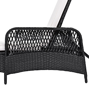 Merax Patio Furniture Set, Patio Chaise Lounges, Outdoor Patio PE Rattan Wicker Chair Sun Lounger, Adjustable Backrest Seating, for Poolside, Porch and Garden (Beige, 2 Piece)