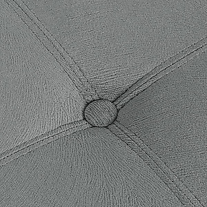 Adeco Upholstered Velvet Ottoman, 33 inch Entryway, End of Bed Benches Stool with Golden Metal Legs for Bedroom, Living Room Footrest, Grey-2