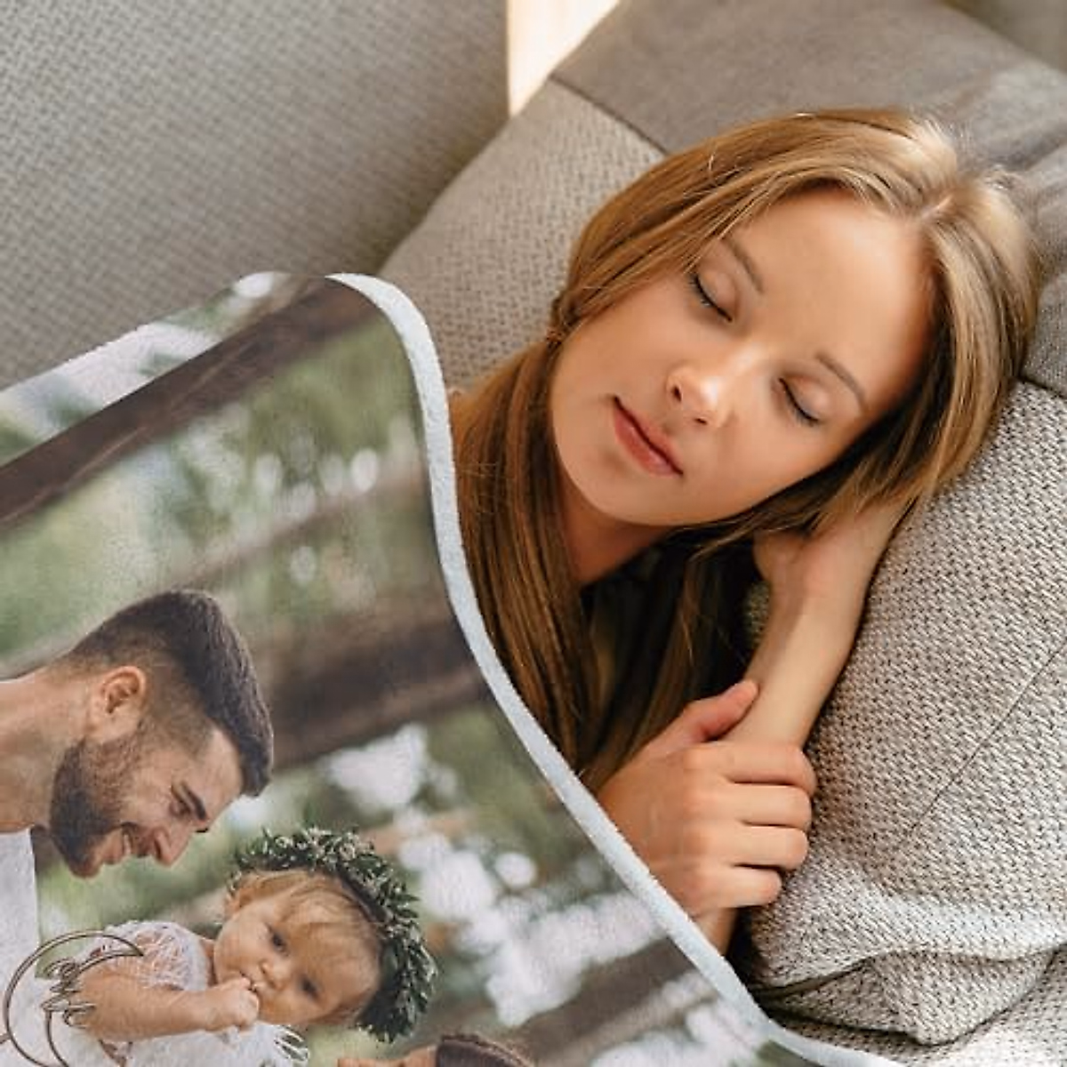 Custom Blanket with Picture/Photo - Personalized Flannel Throw Blanket for Women Men - Customized Blanket for Christmas Valentines Gifts Mom Dad Family Birthday Gifts (Only 1 Photo)