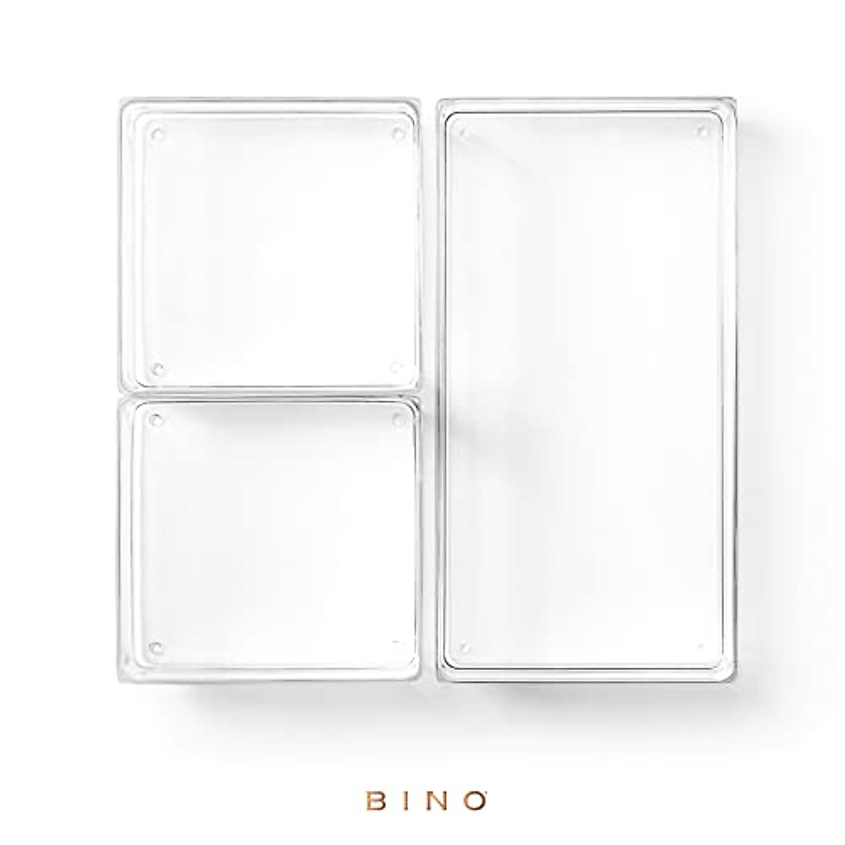 BINO | 3-Piece Drawer Organizer Bin Set | THE MODULAR | Multi-Purpose Storage | Durable | BPA-Free | Desk Drawer Organizer | Vanity Organizer | Bathroom Drawer Organizers | Makeup Drawer Organizer