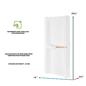 Dream On Me Two Sided Contour Changing Pad 2022, White, Lightweight with Non Skid Bottom, Convenient Safety Strap, Waterproof Vinyl Cover, Phthalate