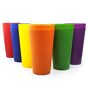 KX-WARE 32-ounce Plastic Tumblers Large Drinking Glasses, Set of 12 Multicolor - Unbreakable, Dishwasher Safe, BPA Free
