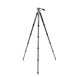 Vanguard VEO 2 235AP Aluminum Travel Tripod with VEO 2 PH-25 Pan Head for Sony, Nikon, Canon, Fujifilm Mirrorless, Compact System Camera (CSC), Spotting Scope,Grey/Black