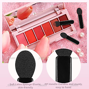 AUEAR, 50 Pack Disposable Eye Shadow Brushes Applicators Sponge Oval Tipped Dual Sides Brush Makeup Tool Black