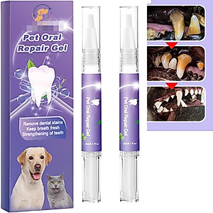 Pet Oral Repair Gel for Dogs, Pet Teeth Whitening Pen, Pet Oral Restoration Gel, Gel Care Cleaner for Dogs, Dissolve Tartar for Pets (2)