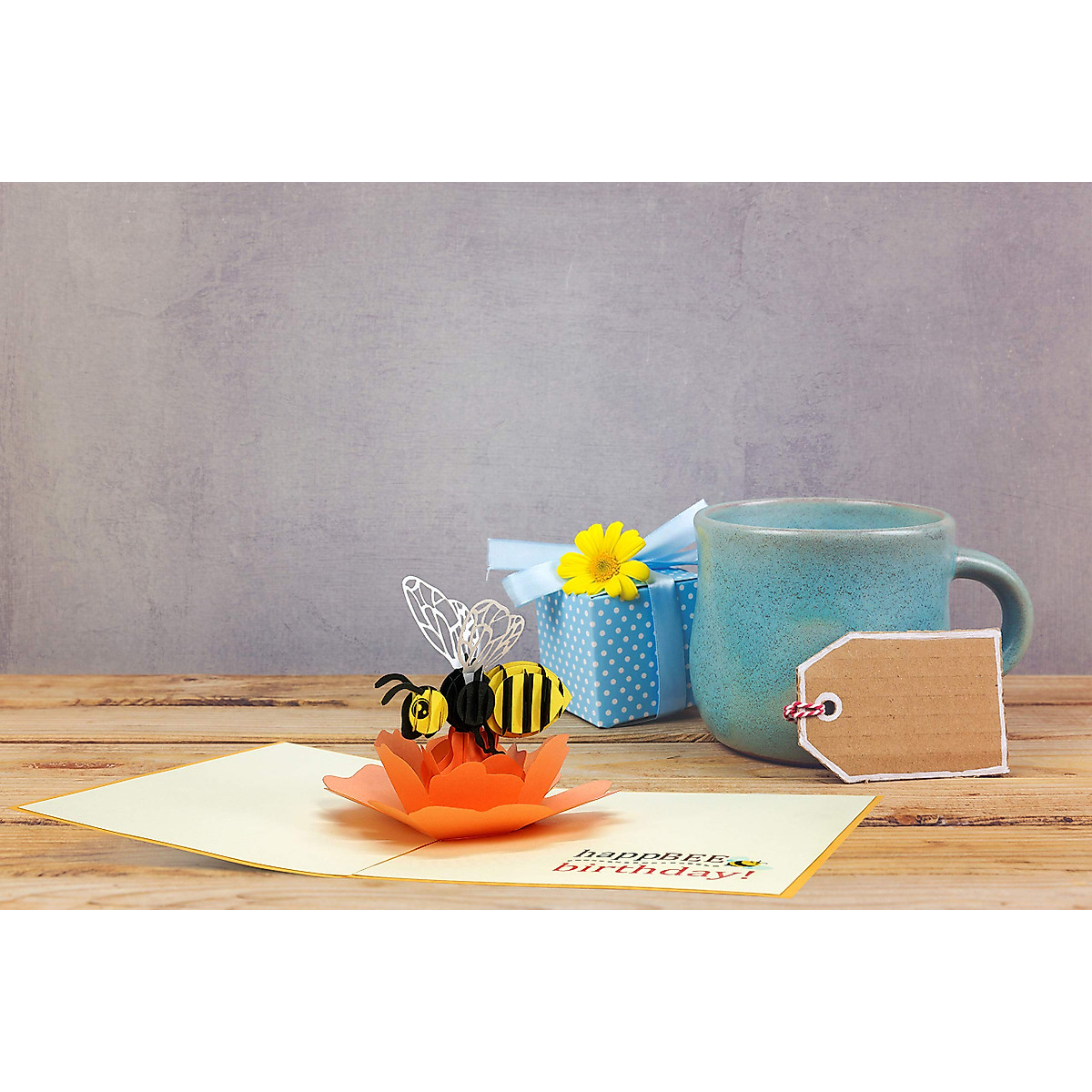 Diese-Klappkarten Birthday Card HappBEE Birthday | Pop up Happ Birthday Card featuring a 3D Bee on a Flower | Funny Bee Hive Greeting Card or Birthday Gift Voucher, G27