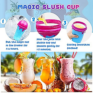 Ludou Slushy Maker Cup 500ml - Slush Cup Frozen Magic Smoothies Maker for Home Ice Cream Milk Shake with Straw Spoon