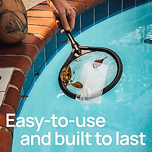 Ice Barrel Net Black - Made in USA - Pool and Spa Skimmer - Hand Skimmer with Stainless Steel Frame Net for Cleaning - Skim Net (17.5 x 8.5)