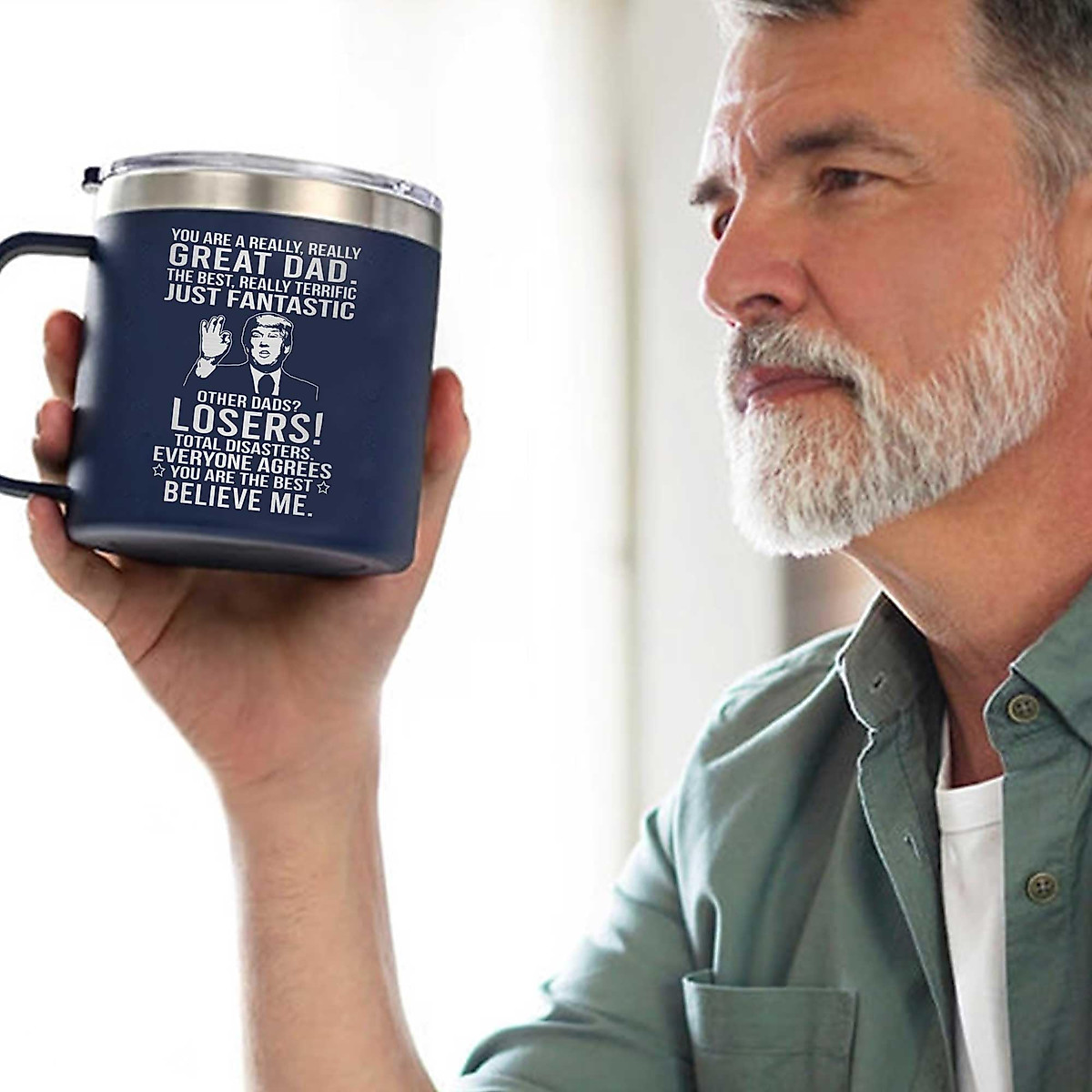 AMAZPRINTS Gifts for dad from Daughter, Son, Kids - Dad Gifts for Fathers Day, Christmas - Father gifts from Kids - Dads Birthday Gift - 14oz Stainless Steel Dad Coffee Mug – Insulated