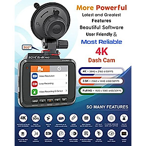 ROVE R2-4K PRO Dash Cam, Built-in GPS, 5G WiFi Dash Camera for Cars, 2160P UHD 30fps Dashcam with APP, 2.4" IPS Screen, Night Vision, WDR, 150° Wide Angle, 24-Hr Parking Mode, Supports 512GB Max