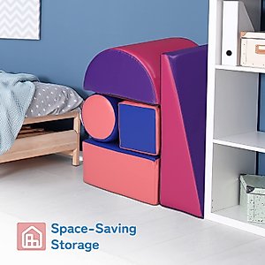 JOYMOR Soft Foam Climbing Blocks 5-Pieces Set, Crawl and Climb Foam Blocks, Beginner Toddler Climber with Slide & Ramp, Indoor Active Play Structures for Babies and Toddlers Age 1-3