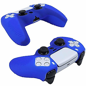 Aosai Silicone Skin Cover for PlayStation 5, Dustproof Anti-Scratch Anti-Fall Protector Case for Sony PS5 Disk Version/Digital Edition Console (Disk Version, Blue - Disk Version)