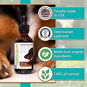 RestoraPet 1-Pack Dog & Cat Bacon Liquid Multivitamin | Dog Arthritis Pain Relief | Hip & Joint Vitamins for Dogs - Anti Inflammatory Supplement for Dogs & Cats | Organic & Non-GMO, Vet Approved