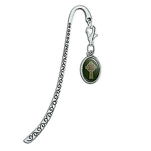 Celtic Christian Cross Irish Ireland Metal Bookmark Page Marker with Oval Charm