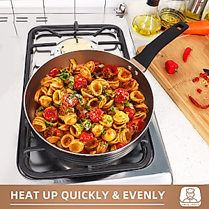 Pots and Pans Sets, Nonstick Cookware Set, Induction Pan Set, Chemical-Free Kitchen Sets, Saucepan, Frying Pan, Black,5 Pieces