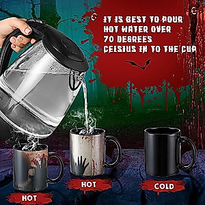 Didaey 2 Pcs Halloween Coffee Mug 11 oz Zombie Ceramic Horror Mug Heat Sensitive Coffee Mugs Halloween Coffee Cups with Handle for Men Women Mother Father Friends Birthday Spooky Gifts