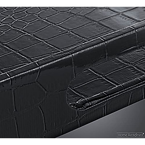 Home Redefined 18”x12” Rectangle Alligator Faux Leather Decorative Serving Tray with Handles, Black