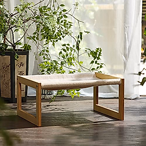 FUKUMARU Dog Bed, Large Breathable Cat Bed, Wooden Cat Hammock for Outdoor, 21 X 16.5 Inch Elevated Pet Furniture Suitable for Kitty, Puppy, Rabbit, Bunny and Small Animal