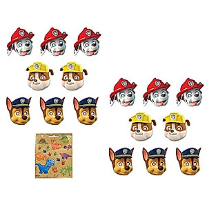 Amscan Paw Patrol Birthday Party Supplies Bundle Pack includes Children's Party Paper Masks - 16 Count
