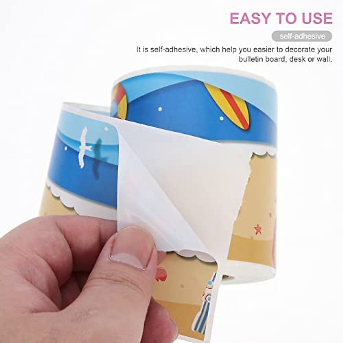 Ciieeo 65Ft Summer Bulletin Board Decorations Summer Beach Classroom Bulletin Board Border Stickers Bulletin Border Rolled Border Trim for Classroom Decor