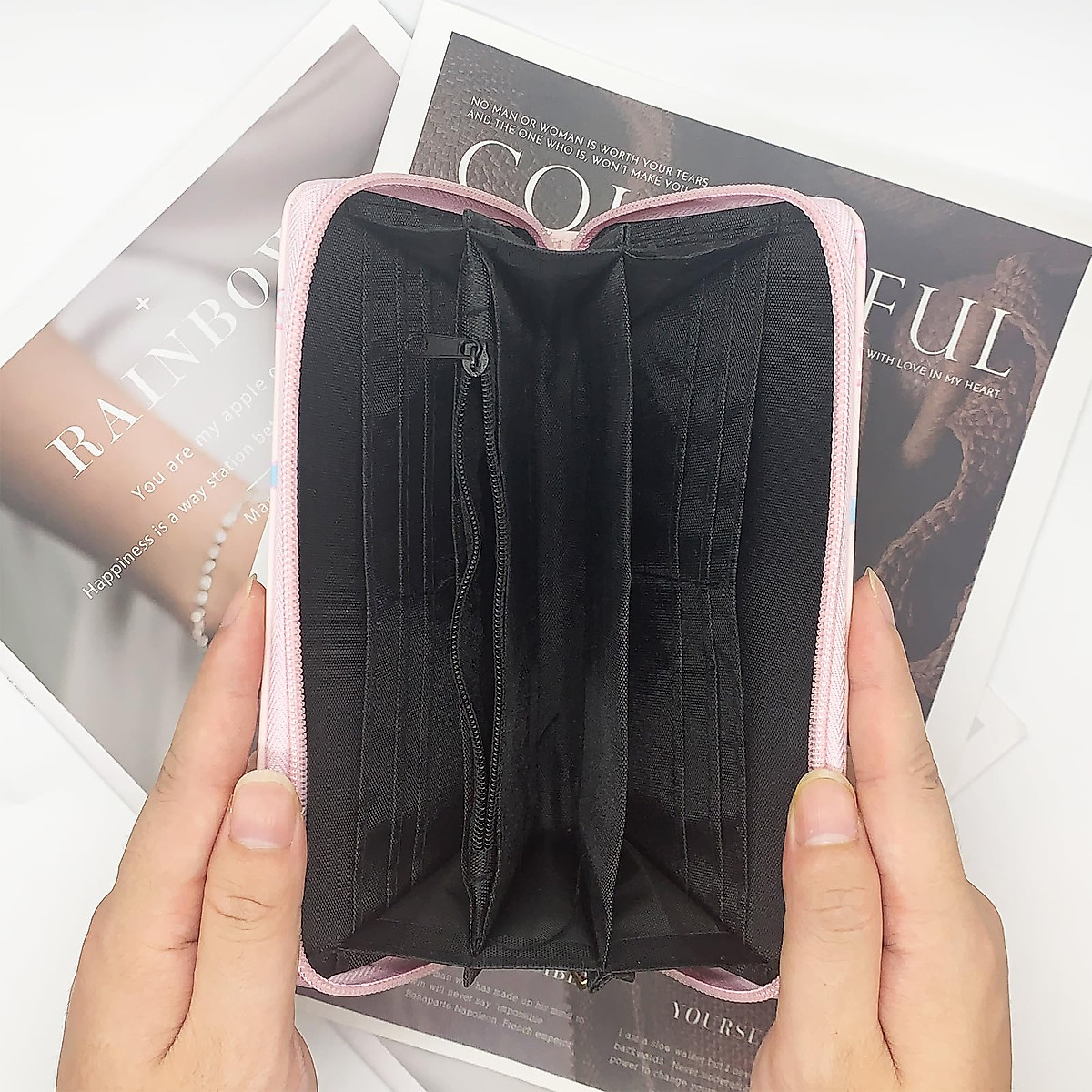 Educatgame Kpop Wallet with Bag Charm, Cute Faux Leather Long Wallet/Clutch Purse, Cute Stuff/Accessories or Gift for Teen Girls,Women