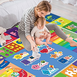Mhconneaty Kids Play Mat Kids Rug for Playroom, 59x39.4 Inches Floor Mat for Baby Play Mat Playtime Collection ABC, Numbers, Animals, Month, Season Educational Area Rug for Kids Room Classroom