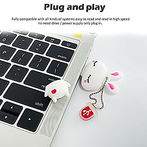 32GB USB Flash Drive Cartoon Rabbit-Shaped, BorlterClamp Cute USB Drive Thumb Drive Memory Stick for External Data Storage