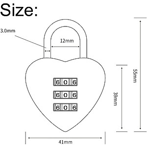 1Pc Blue Cute Mini Combination Lock 3 Digit, Love Heart Shape Password Code Locker Padlock for Indoor,Outdoor Combination Padlocks