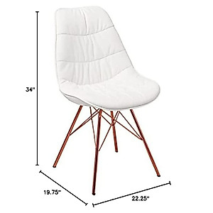 OSP Home Furnishings Langdon Faux Leather Task Chair with Rose Gold Base, White