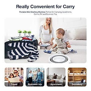 Mini Washing Machine, Ultrasonic Turbine Washer, Foldable Laundry Tub With USB Powered, Portable Compact Personal Baby Clothes Washer for Home Travel Apartments Dorms Socks Underwear Bra