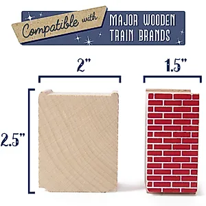 CCC Wooden Train Red Brick Risers 8 Pack Accessory Set - Compatible with Most Wooden Train Sets!