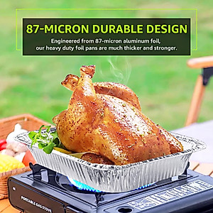 biocean Aluminum Pans with Lids 9x13 Inch 25 Pack, Extra Heavy Duty 25 Foil Pans and 25 Foil Lids for Prepping Food, Storing Heating, Cooking, Baking, Roasting