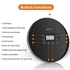 ZLDGYG Bluetooth Portable CD Player LCD Display Anti-Skip Shockproof Car Stereo AUX MP3 Player Replacement for Earphone CD Playe