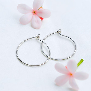 Boma Jewelry Sterling Silver Wire Hoop Earrings (4/5 Inch Hoop)