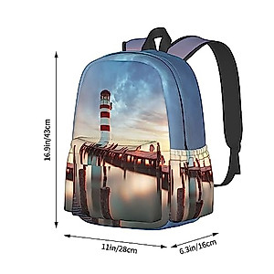 EVANEM Rainbows Lighthouse Printed Unisex Backpack Ergonomic Laptop Backpack Computer Bag Lightweight Casual Daypack Sport Laptop Backpack