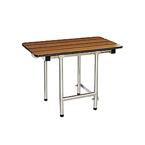 Seachrome 24-inch ADA Folding Shower Seat with Legs, Teak Phenolic Slats