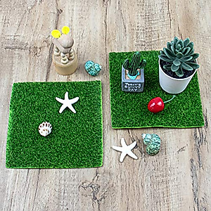 AUEAR, Artificial Garden Grass Life-Like Lawns Fake Fairy Grass Mats Mini Ornament Garden Grass Decoration (10 Pack, 6"x6")