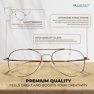 Blue Light Blocking Glasses- Unisex Stylish Aviator Video Gaming Computer Glasses