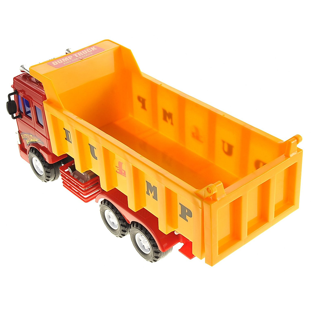 PowerTRC 15" Push & Go Dump Truck Toy | Realistic Friction Powered Dump Construction Truck for Kids Ages 3 Up